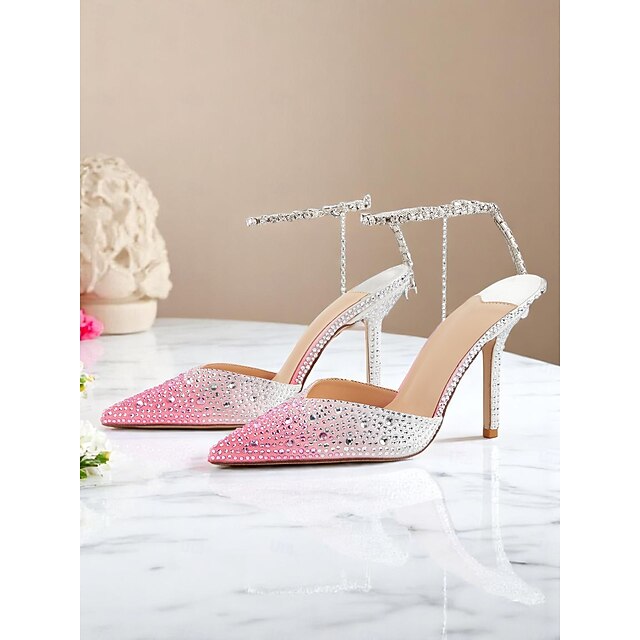 Women's Gradient Crystal Slingback Heels with Stiletto - Vibrant and ...