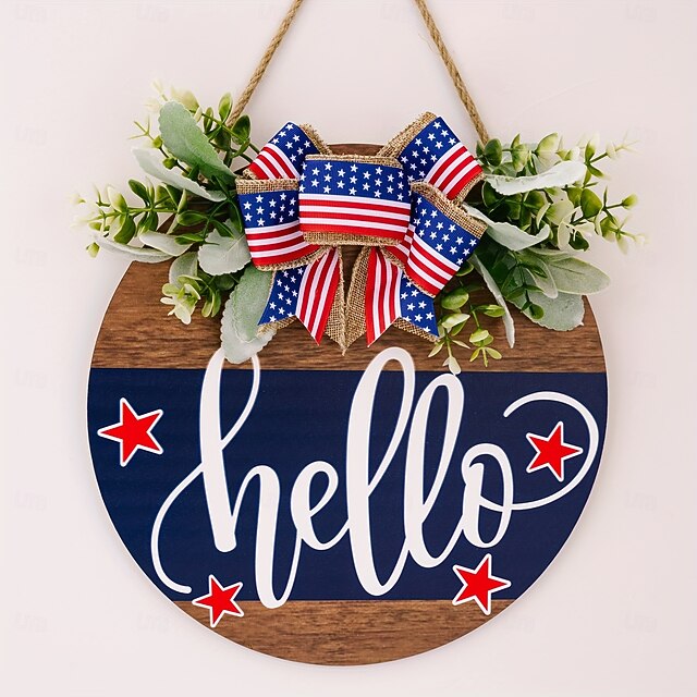Patriotic Wooden Door Sign Decoration for Independence Day 4th of July ...