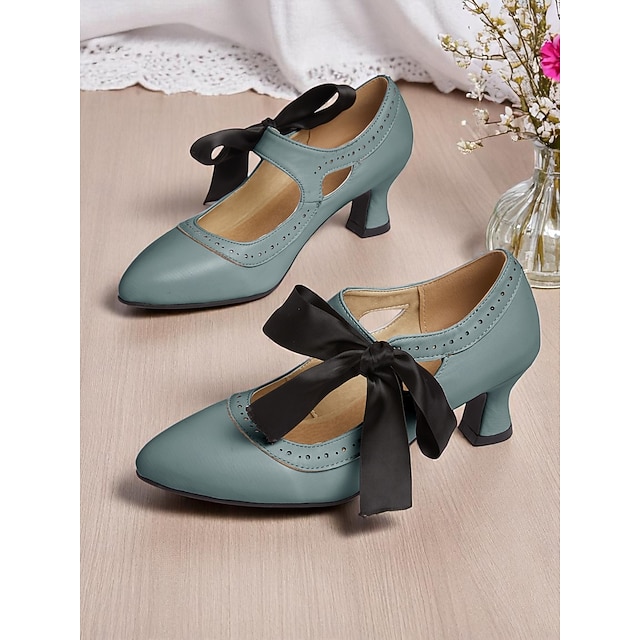 Women's Edwardian Vintage Gatsby Ribbon Heels-1900s Style Purple Mary ...