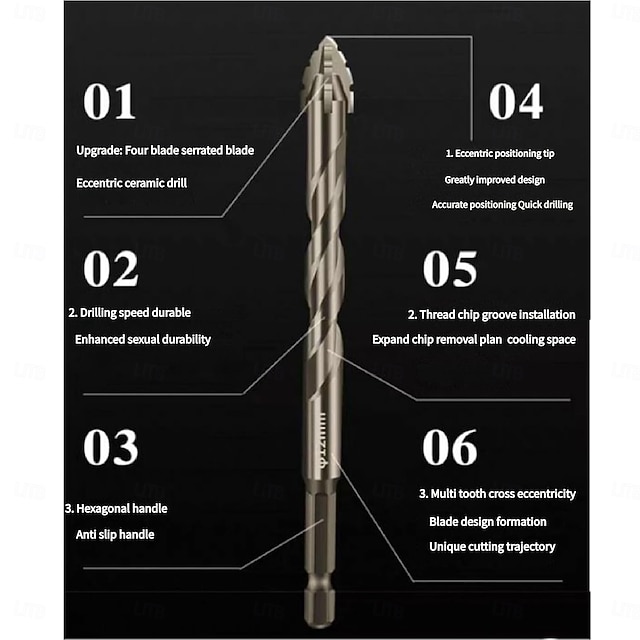 Four Blade Serrated Eccentric Drill,New Four-Flute Sawtooth Eccentric ...