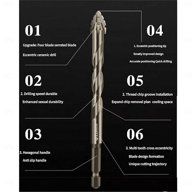 Four Blade Serrated Eccentric Drill,New Four-Flute Sawtooth Eccentric ...