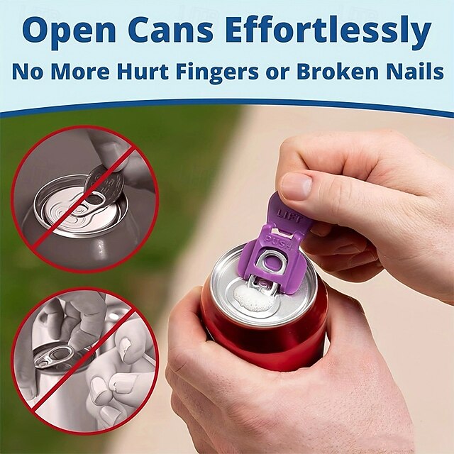 6/12/24PCS Complete Cover Easy Tab Opener for Soda Can, Plastic Can Lid ...