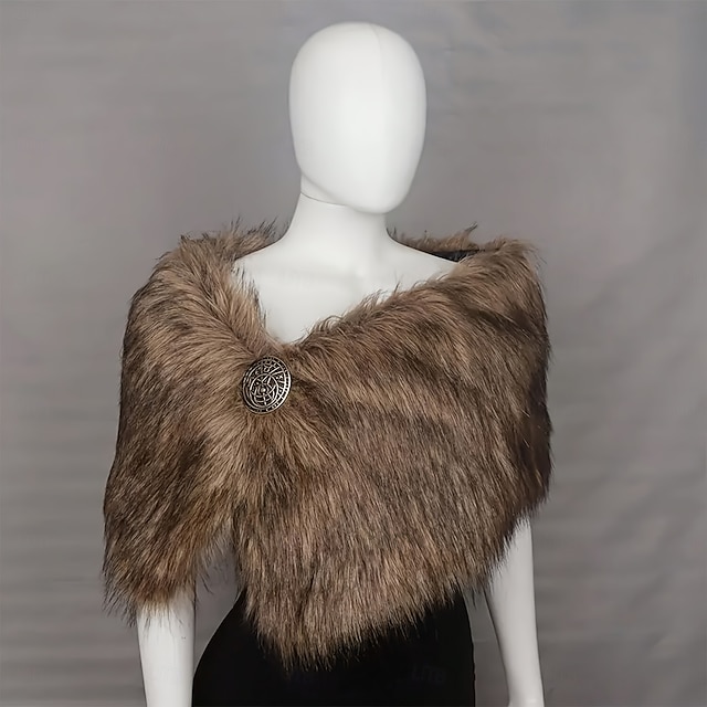 Retro Vintage Medieval Masquerade Faux Fur Shawl Viking Fancy Dress ...