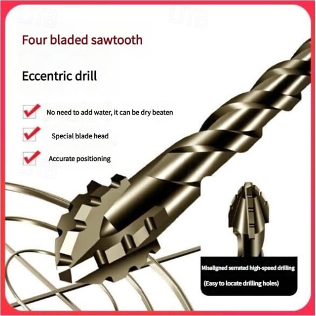 Four Blade Serrated Eccentric Drill,New Four-Flute Sawtooth Eccentric ...