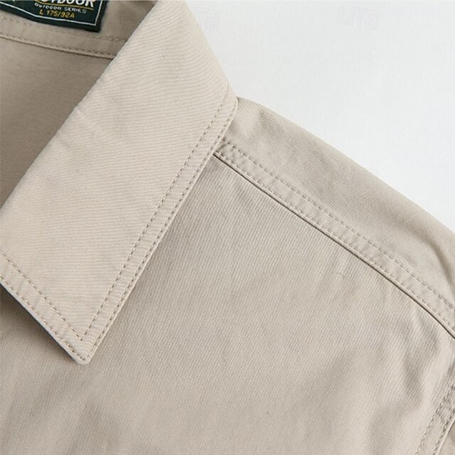 Men's Solid Color Work Shirt Western Shirt Cargo Shirt Long Sleeve ...
