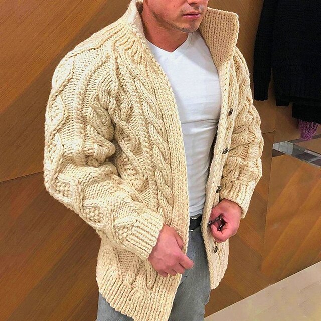 Men's Cable Knit Jumper Sweater Cardigan Sweater Cable Knit Regular ...