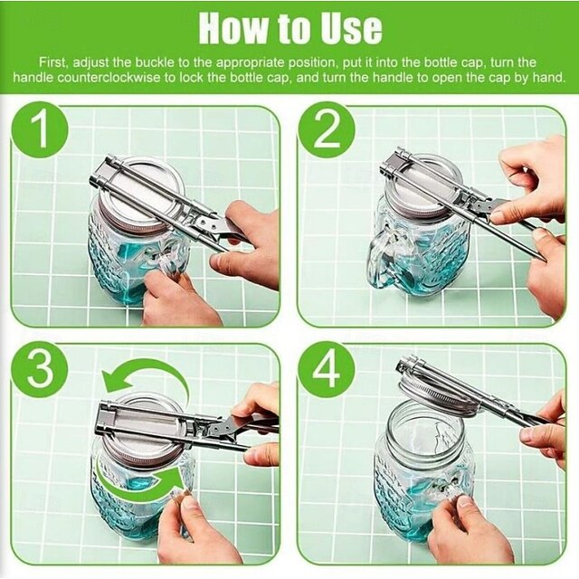 Adjustable Stainless Steel Jar Opener, Gripper Tight Lid Opener for ...