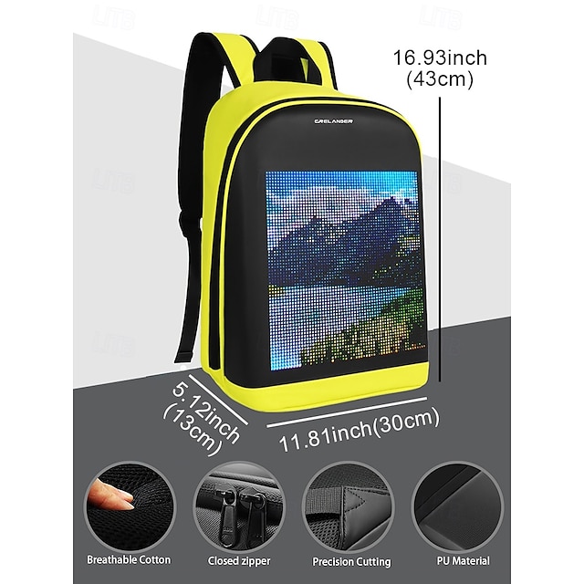 Men's Waterproof LED Display Backpack with App Control – Tech Style PU ...