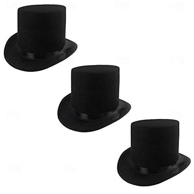 Funny Party Hats Black Top Hat - Victorian Hat for Men - Felt Tuxedo ...