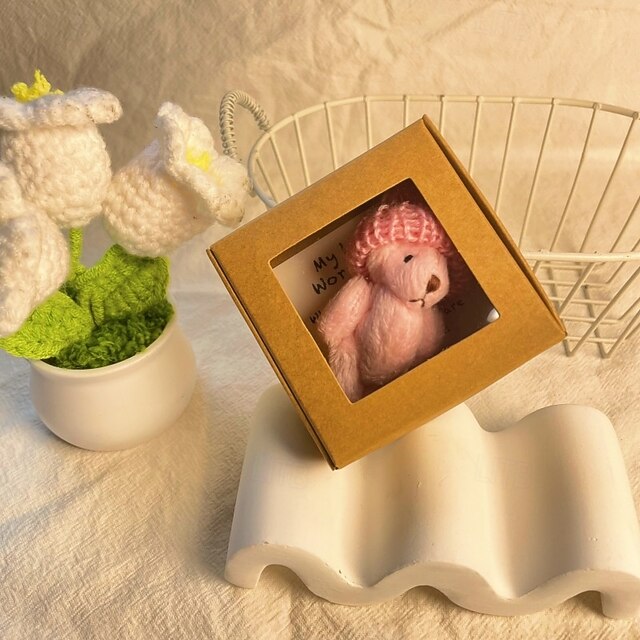 Handmade Mini Plush Teddy Bear in Gift Box, Pocket-Sized Stuffed Animal ...