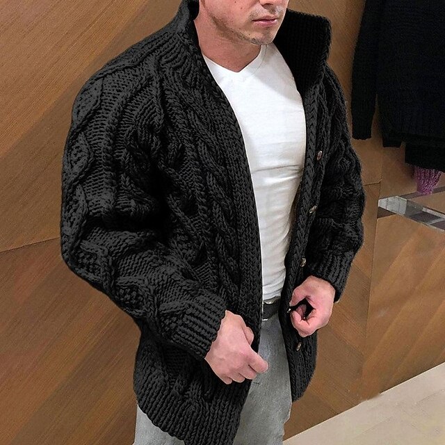 Men's Cable Knit Jumper Sweater Cardigan Sweater Cable Knit Regular ...