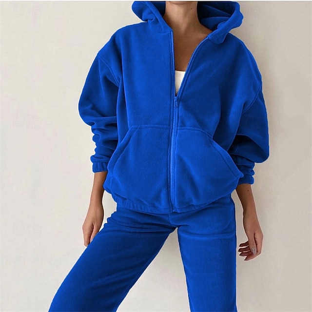 Women's Tracksuit Sweatsuit Activewear Set Pocket Solid Colored ...