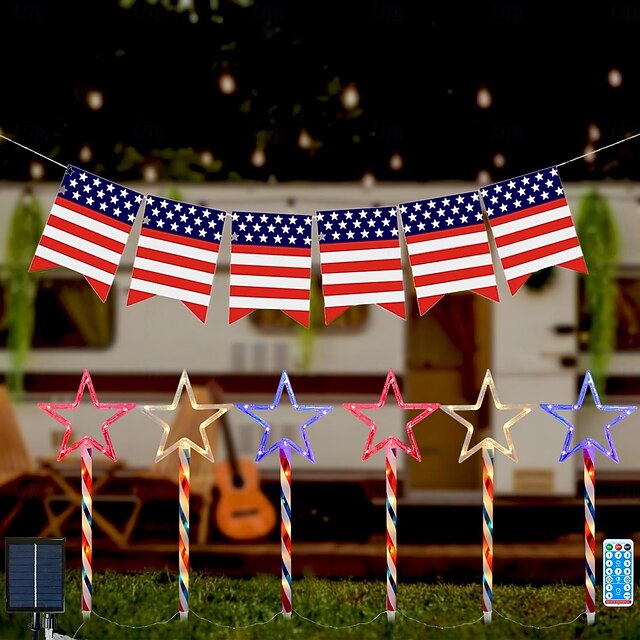 1 Pc 6 Led Outdoor Solar Pathway Lights Waterproof Red, White, Blue ...