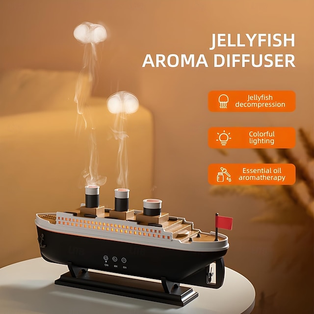 1 Pc Retro Steamboat Shaped Essential Oil Diffuser Humidifier Jellyfish ...