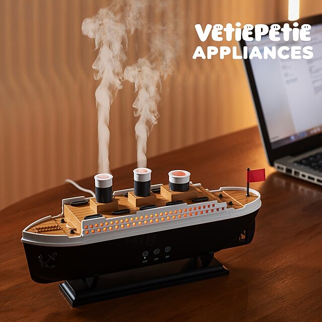 1 Pc Retro Steamboat Shaped Essential Oil Diffuser Humidifier Jellyfish ...