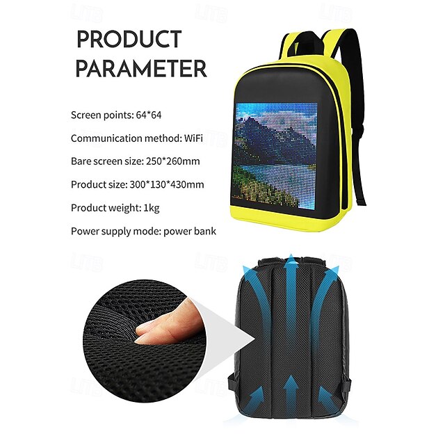 Men's Waterproof LED Display Backpack with App Control – Tech Style PU ...