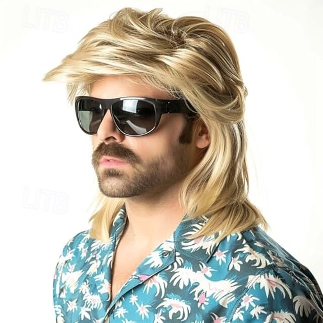 Mens Mullet Wigs for 70s 80s Costumes,Halloween Party Personality Accessory Cosplay Hair Wig ...