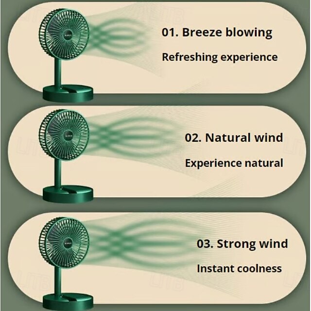 Portable Foldable Rechargeable Oscillating Fan Battery Operated USB C ...