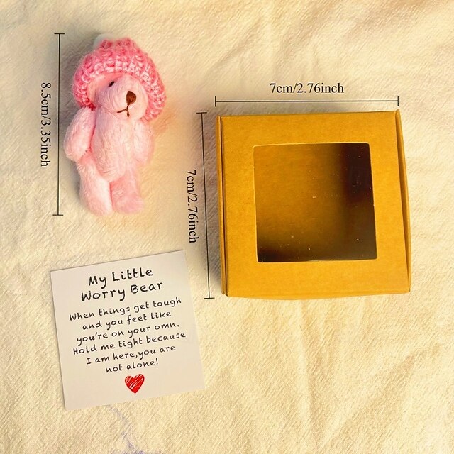 Handmade Mini Plush Teddy Bear in Gift Box, Pocket-Sized Stuffed Animal ...