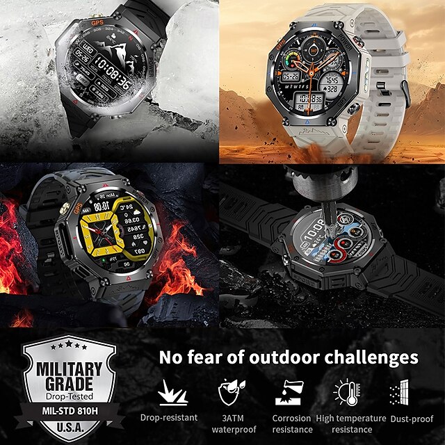 New ChatGPT AI assistant Smart Watch 5ATM Waterproof GPS Built-in Dual ...