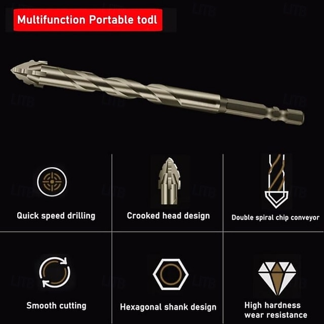 Four-Flute Sawtooth Eccentric Drill Bit Set for Tile, Concrete, and ...
