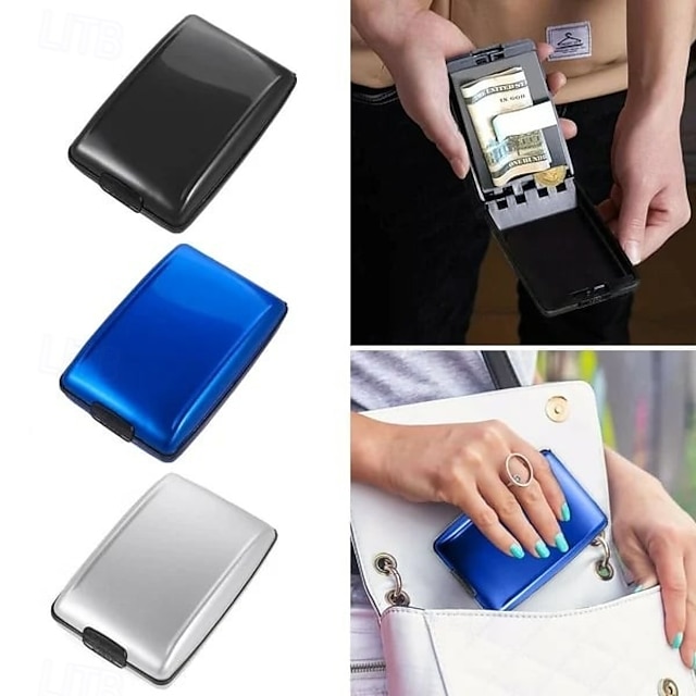 Secure RFID Cash and Cards Wallet Aluminum Alloy Card Holder with RFID ...