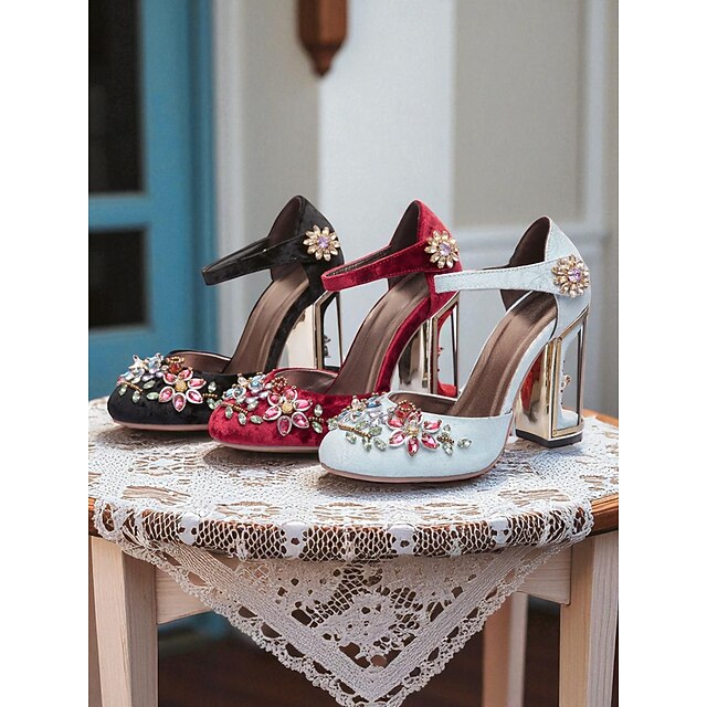 Women's 1920s Vintage Gatsby Baroque Mary Jane Heels-Elegant Light Blue ...