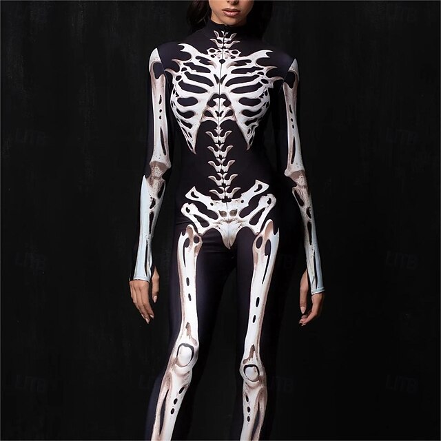 Bodysuit Full Body Catsuit Skull Skeleton Scary Costume Kid's Adults ...
