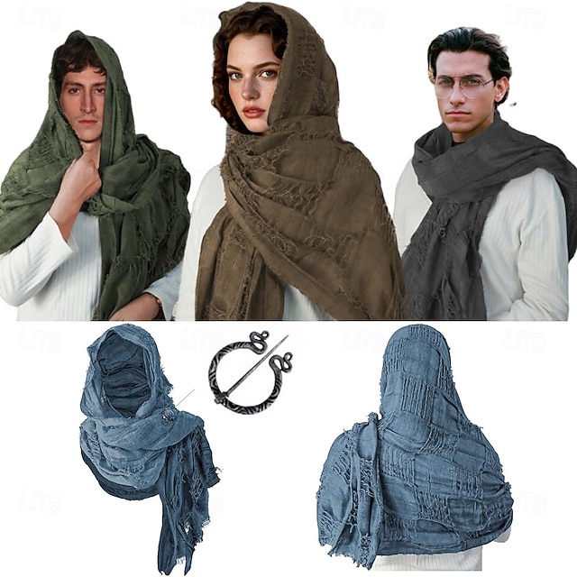 Retro Vintage Medieval Renaissance Scarf Hooded Shawls Viking Ranger ...