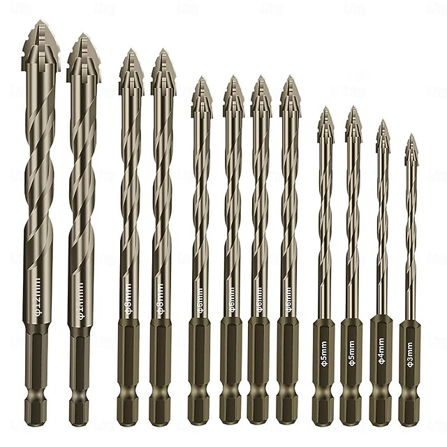Four-Flute Sawtooth Eccentric Drill Bit Set for Tile, Concrete, and ...
