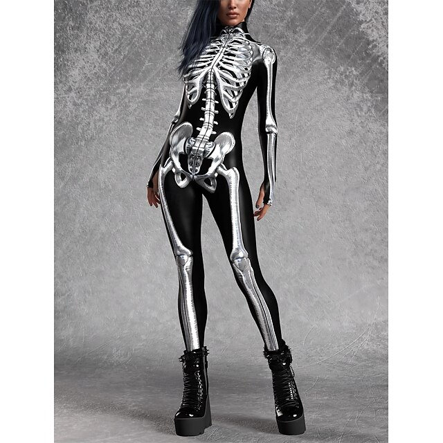 Bodysuit Full Body Catsuit Skull Skeleton Scary Costume Kid's Adults ...