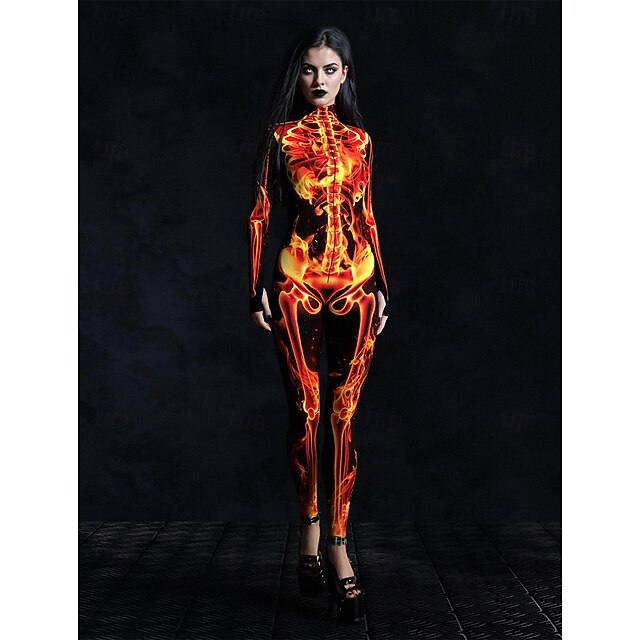 Bodysuit Full Body Catsuit Skull Skeleton Scary Costume Kid's Adults ...