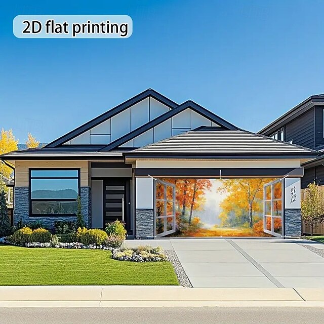 Outdoor Garage Door Cover Fall Autumn Landscape Banner Large Tapestry ...