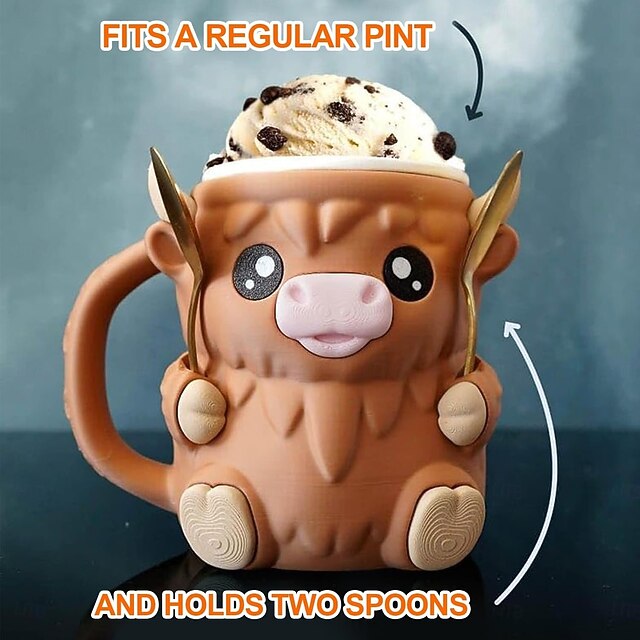 Highland Cow Ice Cream Pint Holder Reusable Popsicle Containers with ...
