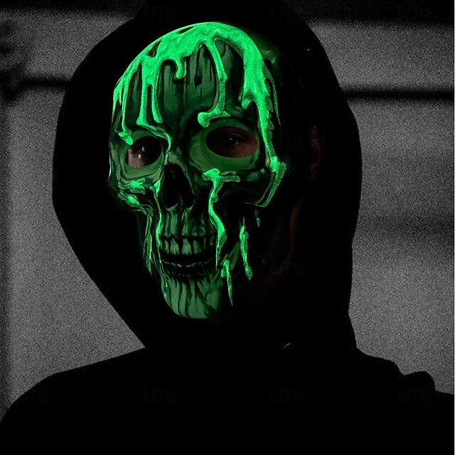 Horror Scary Skeleton Skull Mask Glow in the Dark Full Face Adults' Men ...