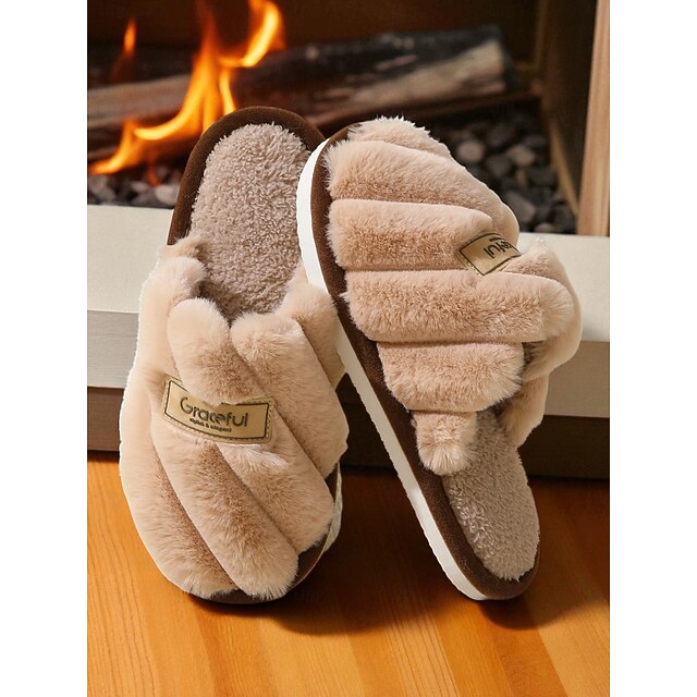 Women's Faux Fur Slippers – Ultra Soft Indoor Shoes for Winter Comfort ...