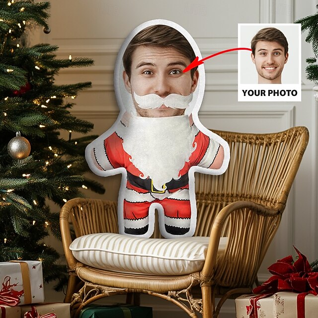 Christmas Custom Face Pillow Personalized Photo Minime Throw Pillow Humanoid Cushion Funny Gag ...
