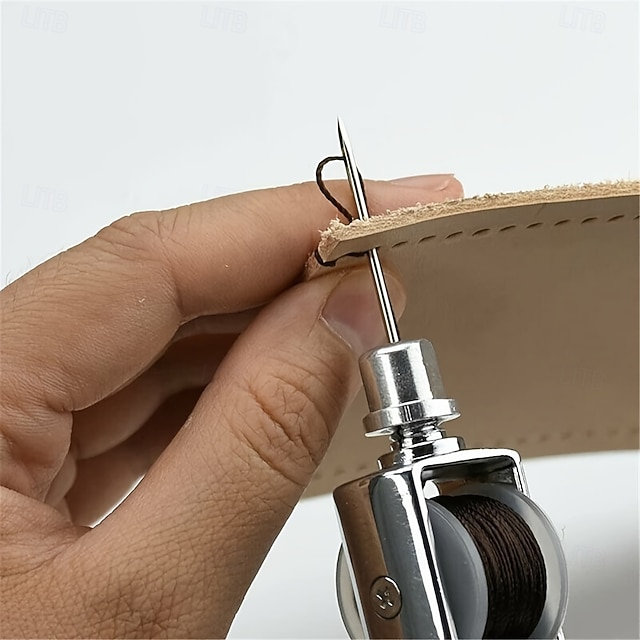 Metal Hand Stitcher Faux Leather Sewing Awl Kit with Needle - Quick DIY ...