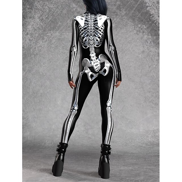 Bodysuit Full Body Catsuit Skull Skeleton Scary Costume Kid's Adults ...