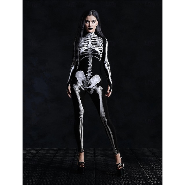 Bodysuit Full Body Catsuit Skull Skeleton Scary Costume Kid's Adults ...