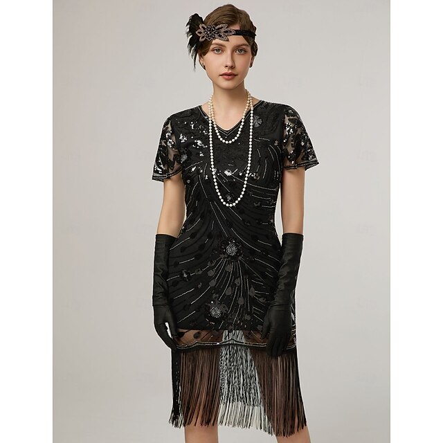 Retro Vintage Roaring 20s 1920s Knee Length Flapper Dress Cocktail ...