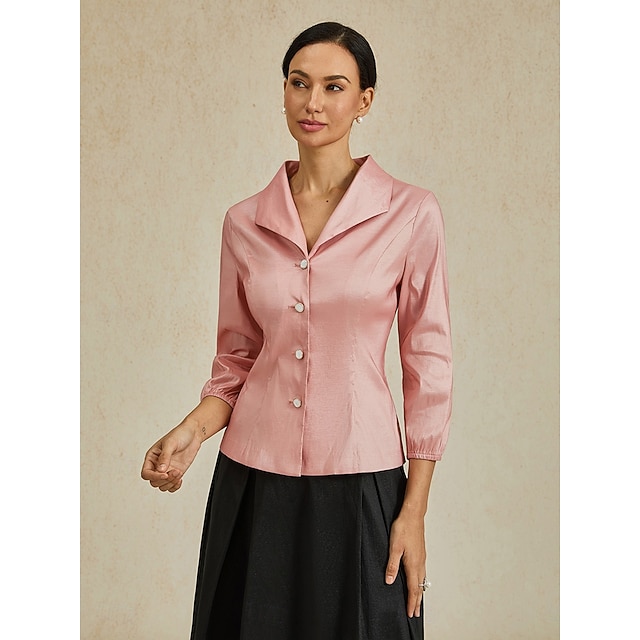 Mujer Color sólido Elegante Cuello Vuelto Con cinturón Rosa polvorienta ...