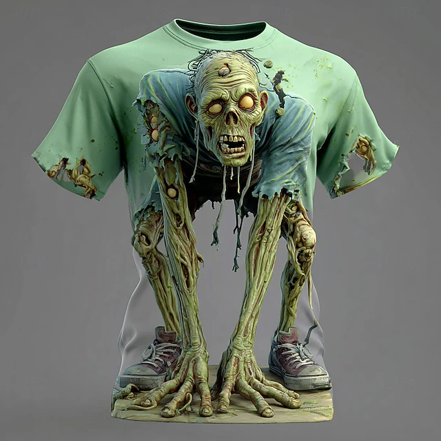 Halloween Men's Optical Illusion Zombies 3D T Shirt Short Sleeve T ...