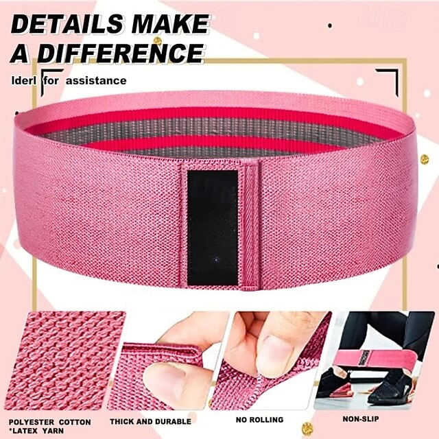 Fabric Resistance Bands for Working Out, 6Pack Non-Slip Exercise Bands ...