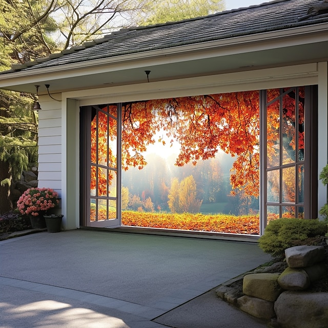 Garage Door Cover Large Hanging Backdrop Forest Rustic Cottagecore 3D ...