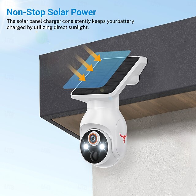 1080p Wifi Security Camera With Solar Panel Battery Power Pan Tilt Ai ...