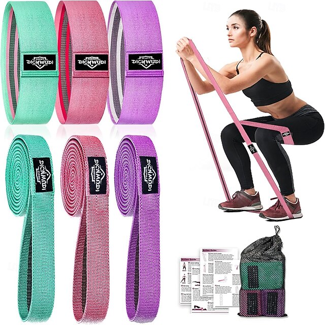 Fabric Resistance Bands for Working Out, 6Pack Non-Slip Exercise Bands ...