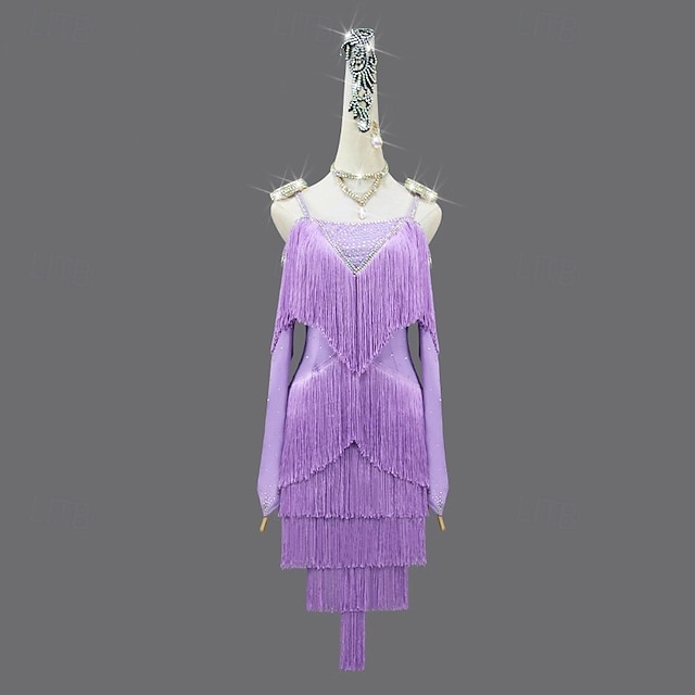 Latin Salsa Dance Dress Crystal / Rhinestone Tassel Women's Performance ...