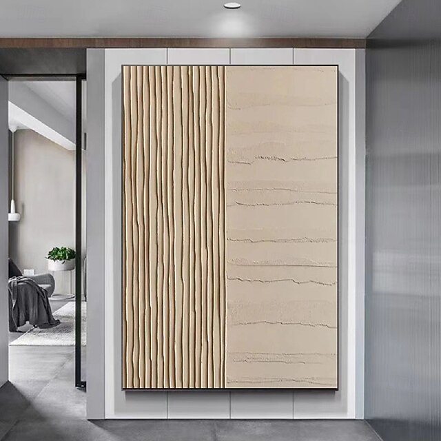 Handmade Painted Textured Oil Painting Vertical Stripes Ribbed Surface ...