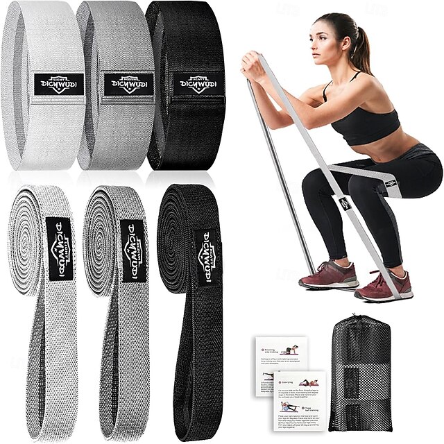 Fabric Resistance Bands for Working Out, 6Pack Non-Slip Exercise Bands ...